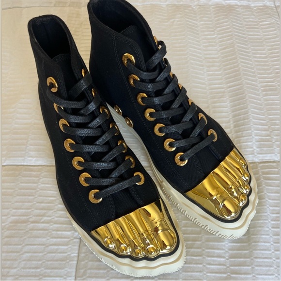 Schiaparelli | Shoes | Schiaparelli Gold Toe Trainer Sneakers In Black ...